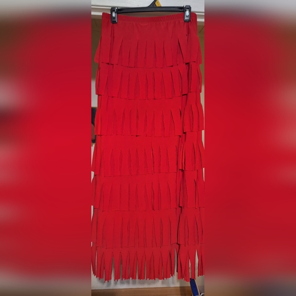 Skirts | Red Layered Fringe Dress | Poshmark
